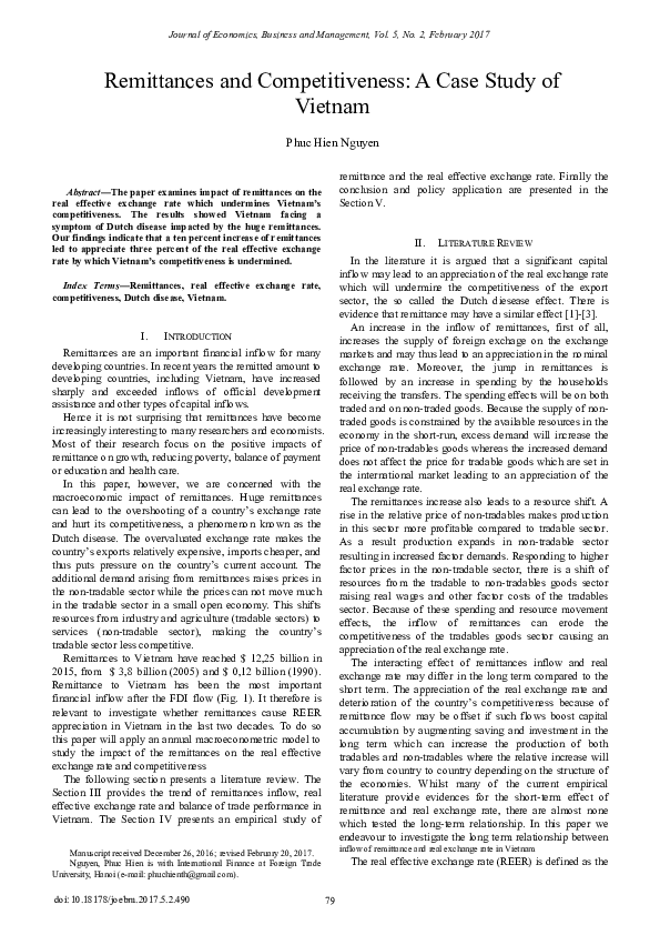 (PDF) Remittances and Competitiveness: A Case Study of Vietnam