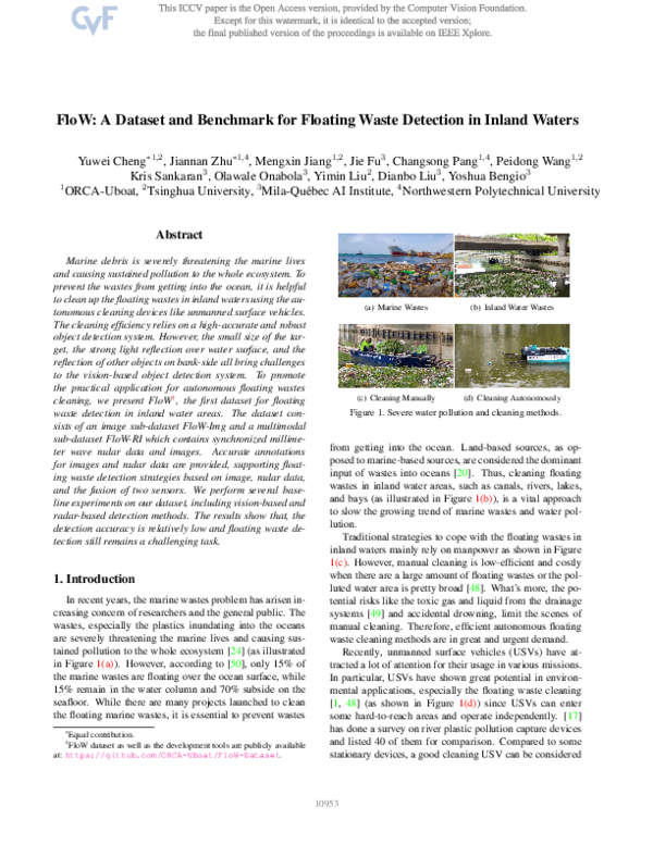 (PDF) FloW: A Dataset and Benchmark for Floating Waste Detection in Inland Waters