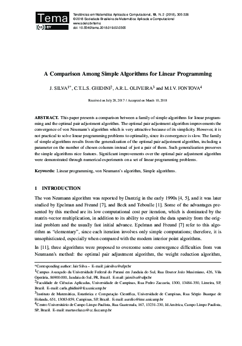 (PDF) A Comparison Among Simple Algorithms for Linear Programming