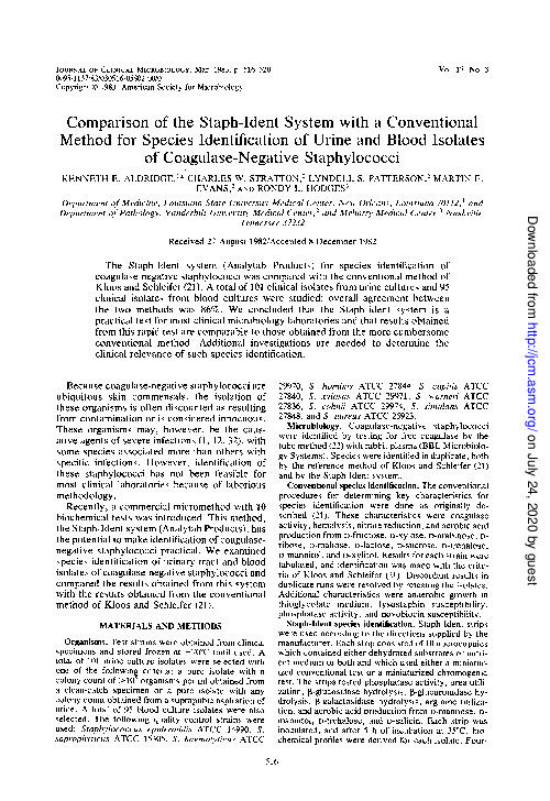 (PDF) Comparison of the Staph-Ident System with a Conventional Method ...