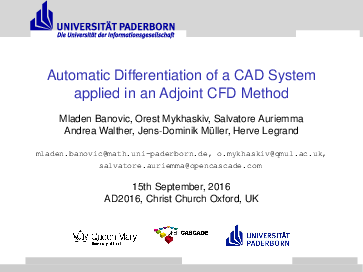 (PDF) Automatic Differentiation Of A Cad System Applied In An Adjoint Cfd Method