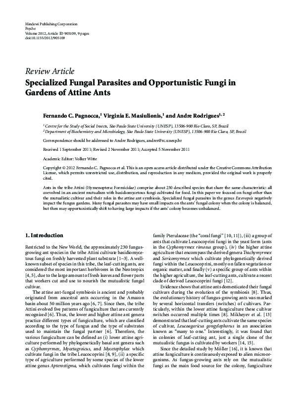 (PDF) Specialized Fungal Parasites and Opportunistic Fungi in Gardens ...