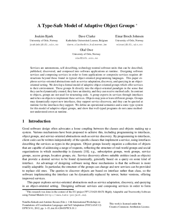 (PDF) This work is licensed under the Creative Commons Attribution License. A Type-Safe Model of ...