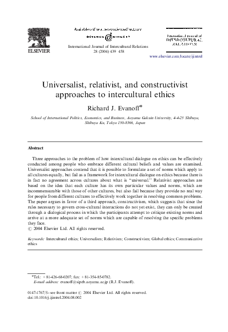 (PDF) Universalist, relativist, and constructivist approaches to ...
