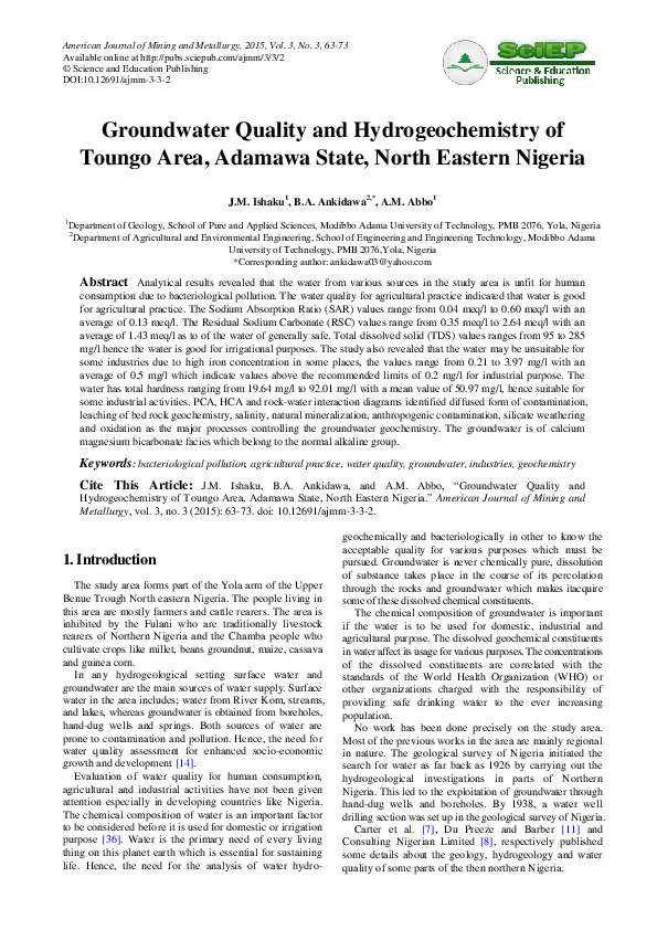(PDF) Hydrogeochemistry and Groundwater Quality Index in Hong and ...