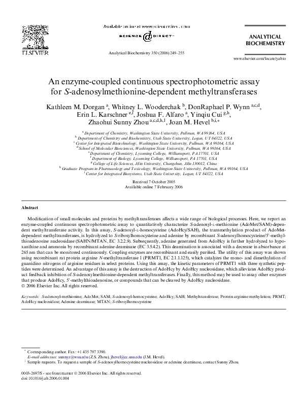 (PDF) An enzyme-coupled continuous spectrophotometric assay for S ...