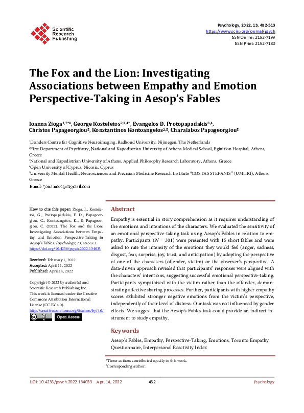(PDF) The Fox and the Lion: Investigating Associations between Empathy ...