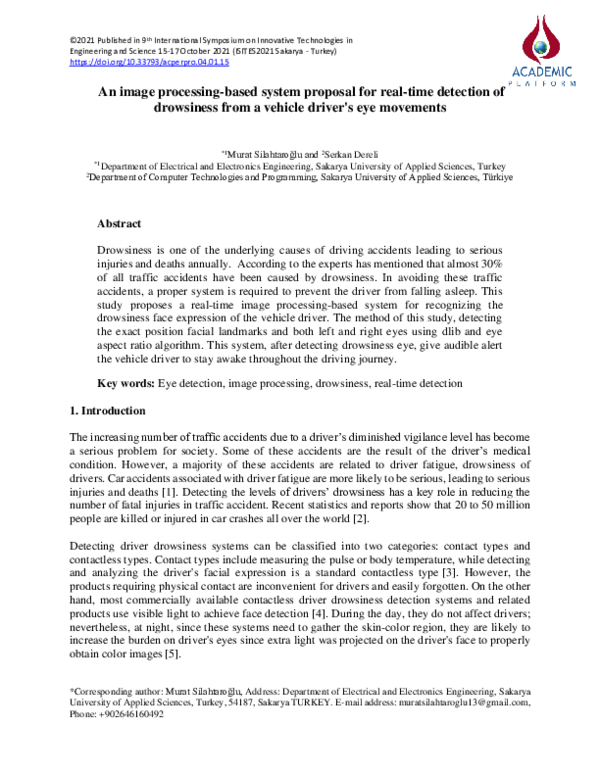 (PDF) An image processing-based system proposal for real-time detection of drowsiness from a ...