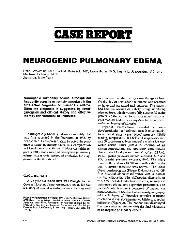 (PDF) Neurogenic Pulmonary Edema | Earl Kabnick - Academia.edu