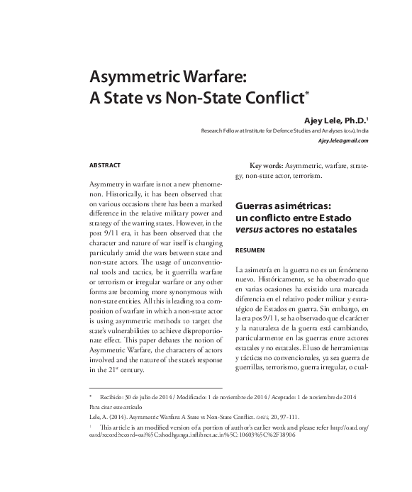 (PDF) Asymmetric Warfare: A State vs Non-State Conflict