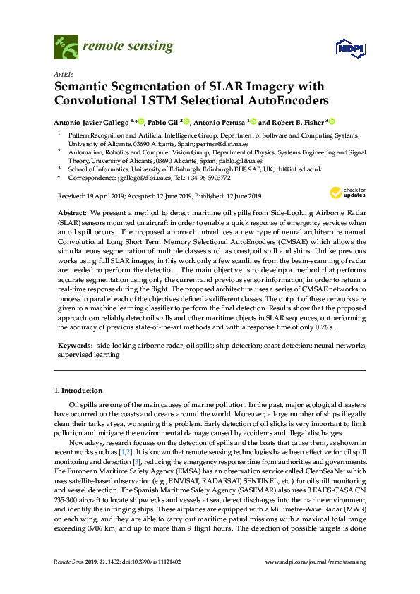Pdf Semantic Segmentation Of Slar Imagery With Convolutional Lstm