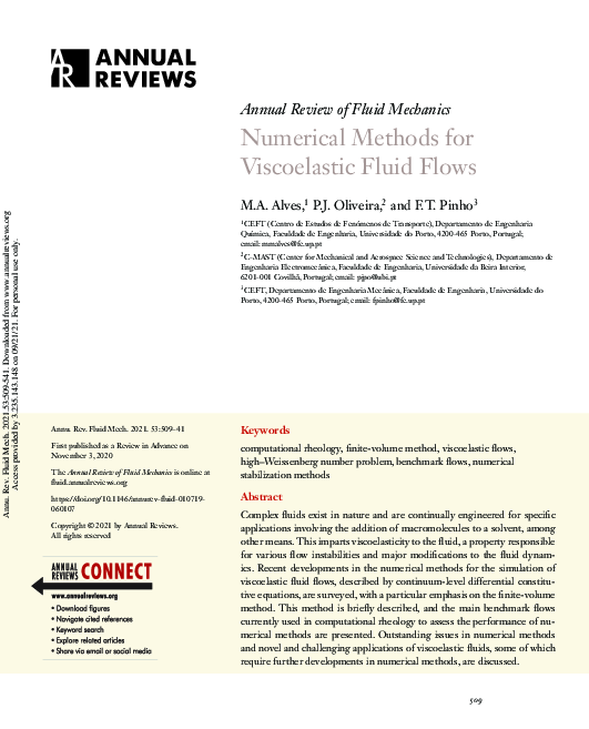 (PDF) Numerical Methods for Viscoelastic Fluid Flows