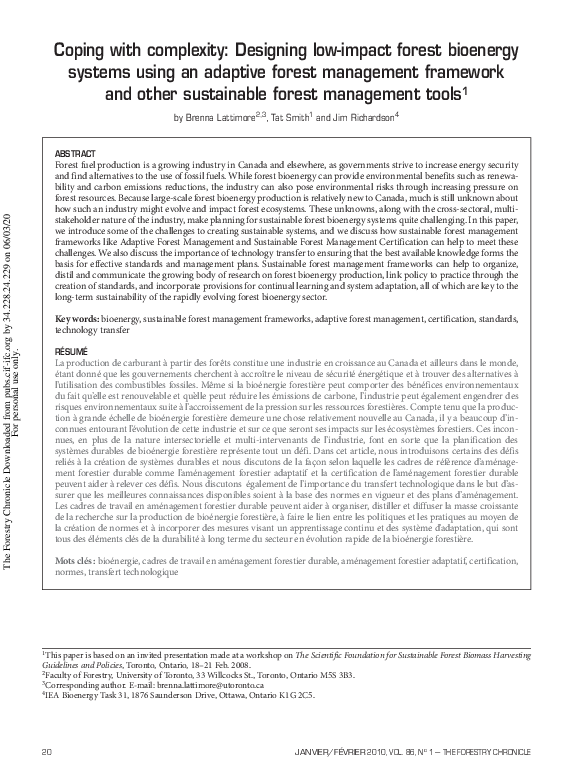 (PDF) Coping with complexity: Designing low-impact forest bioenergy ...