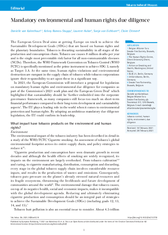 (PDF) Mandatory environmental and human rights due diligence