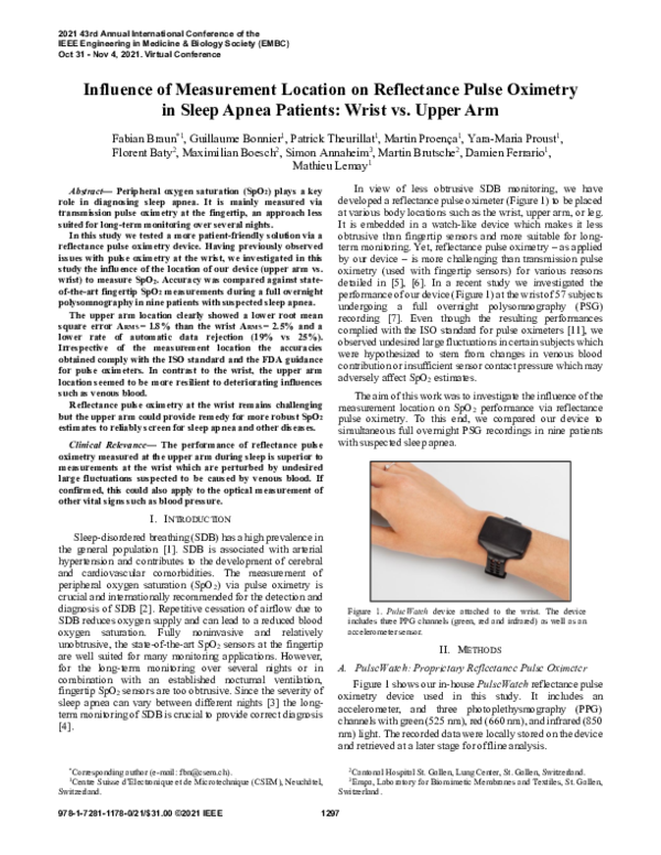 (PDF) Influence of Measurement Location on Reflectance Pulse Oximetry ...