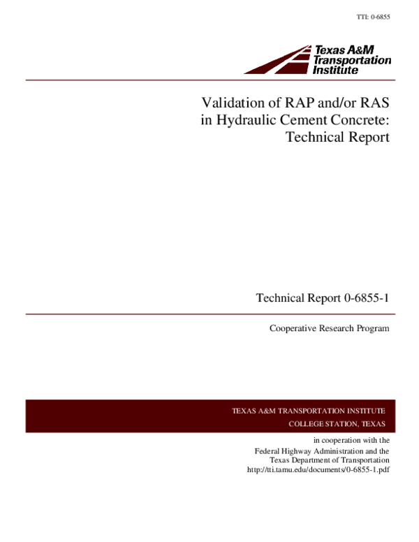 (PDF) Validation of RAP and/or RAS in Hydraulic Cement Concrete ...