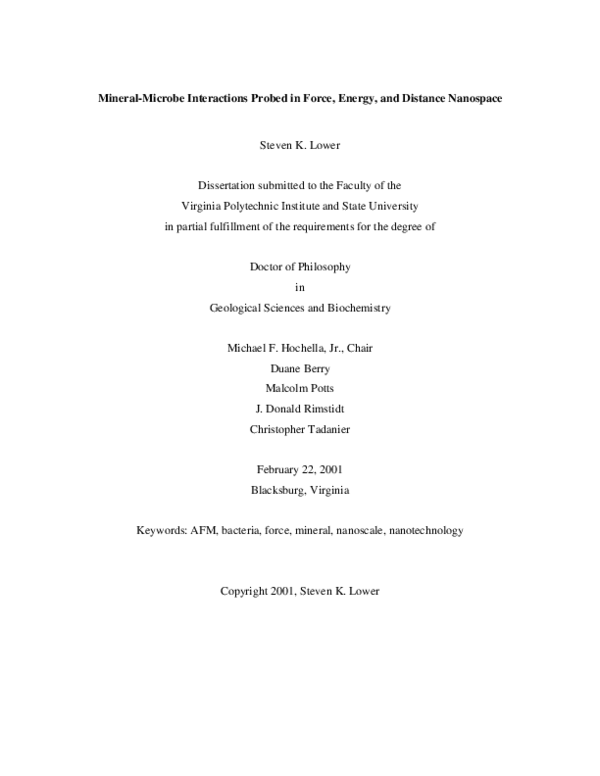 (PDF) Mineral-Microbe Interactions Probed in Force, Energy, and ...