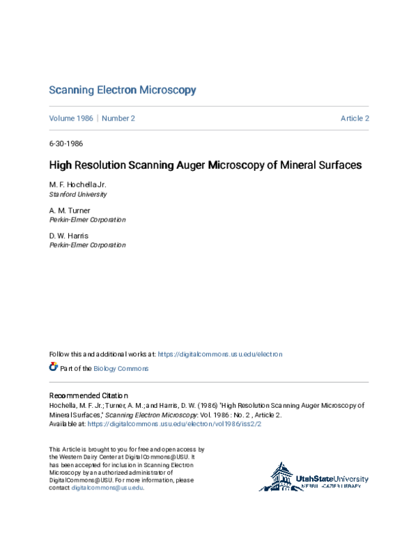 (PDF) High resolution scanning Auger microscopy of mineral surfaces