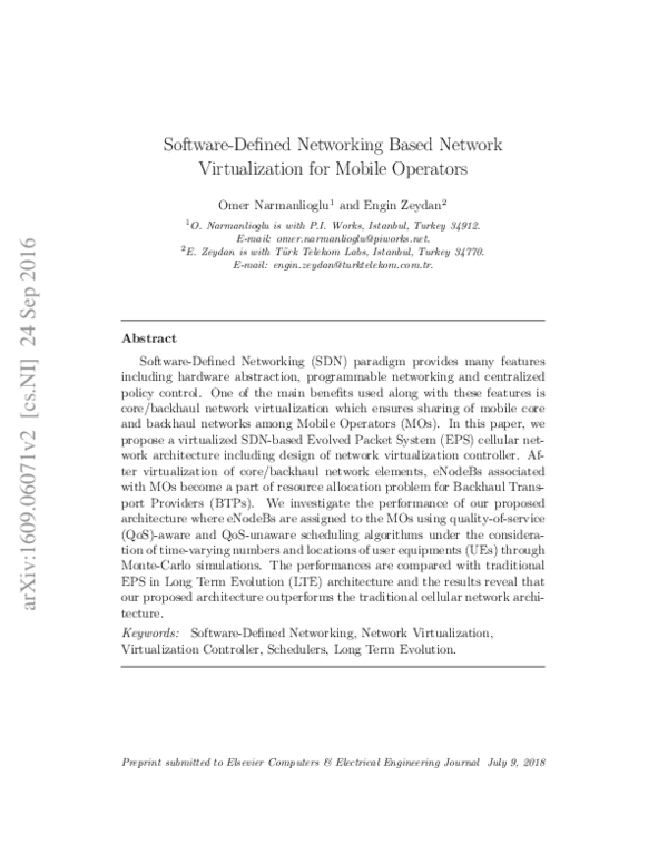 Pdf Software Defined Networking Based Network Virtualization For Mobile Operators Engin