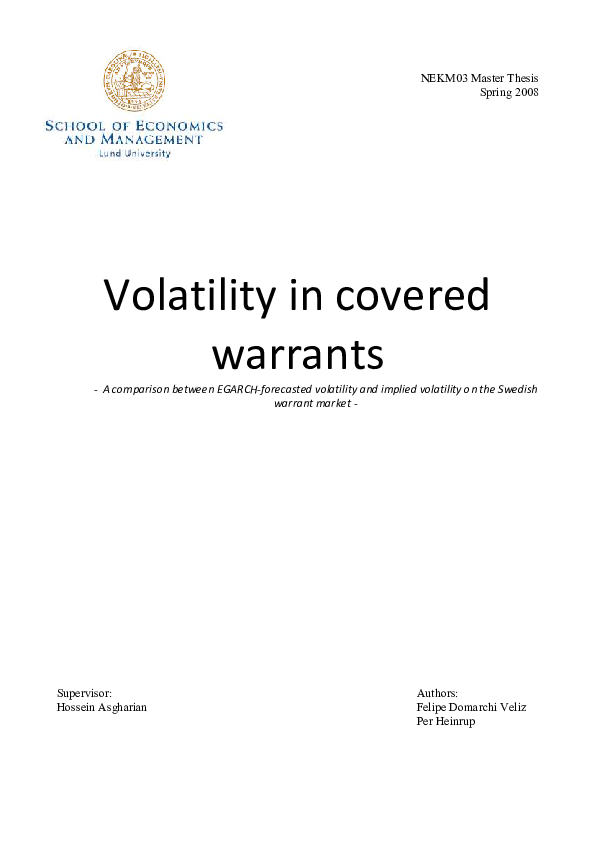 (PDF) Volatility in covered warrants - A comparison between EGARCH ...