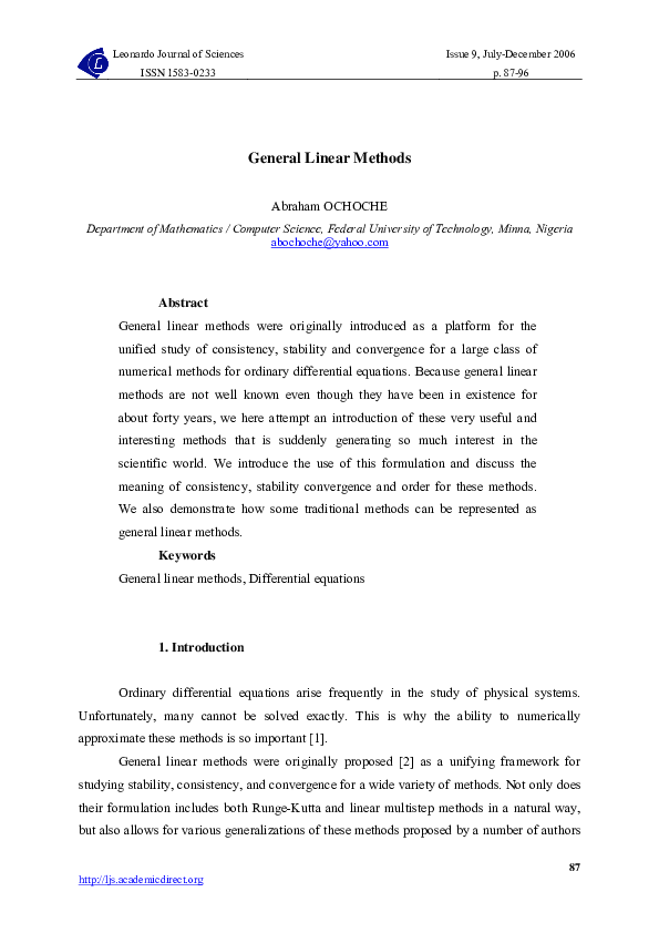 (PDF) General Linear Methods