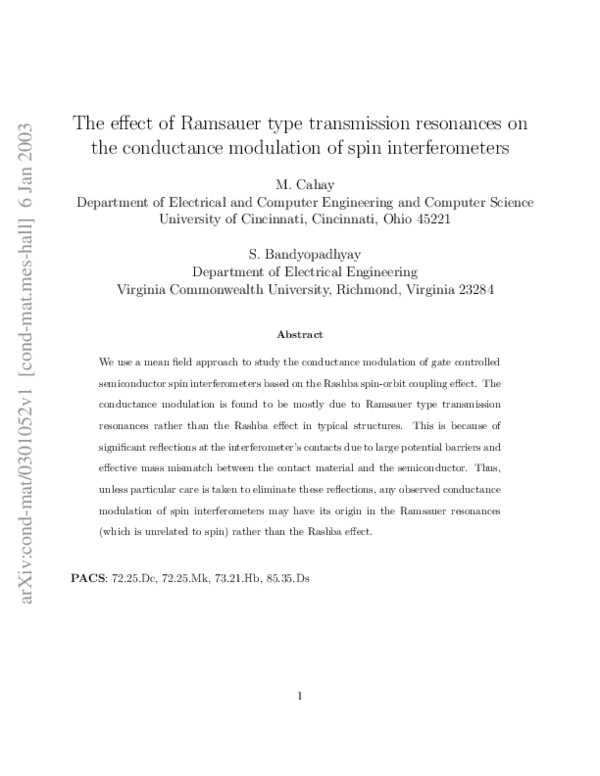 (PDF) The Effect of Ramsauer Type Transmission Resonances on the ...