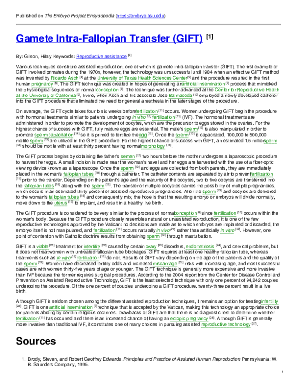 (PDF) Gamete Intra-Fallopian Transfer ( GIFT ) [ 1 ]