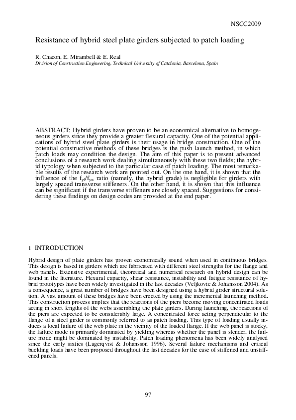 (PDF) Hybrid steel plate girders subjected to patch loading, Part 1 ...