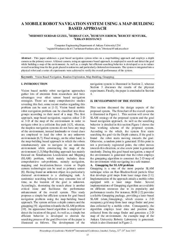Pdf A Mobile Robot Navigation System Using A Map Building Based Approach