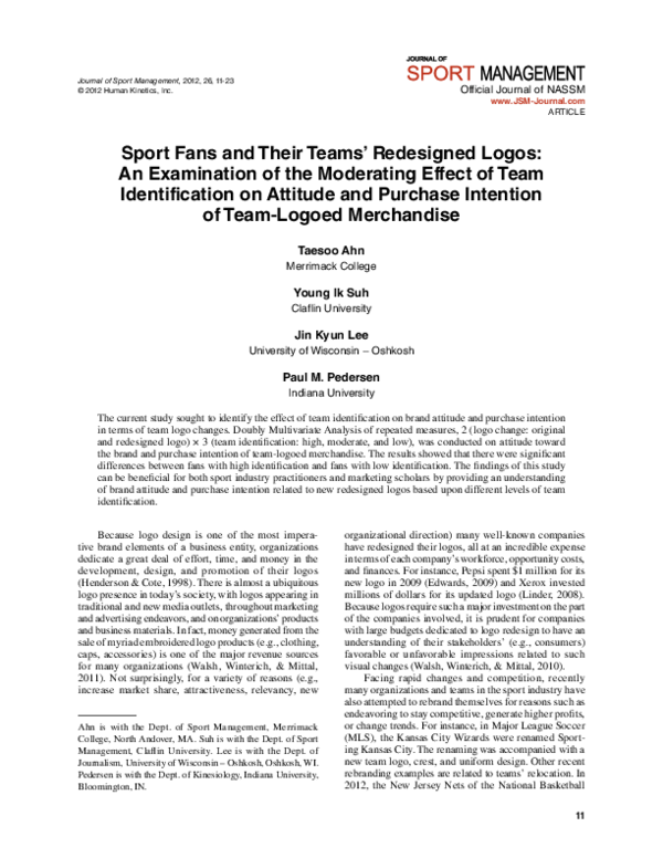 (PDF) Sport Fans and Their Teams’ Redesigned Logos: An Examination of ...
