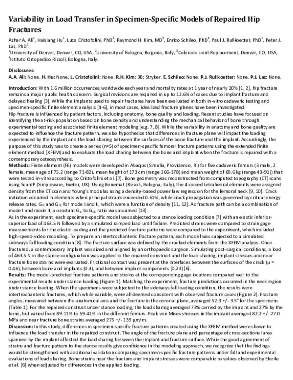 (PDF) Variability in Load Transfer in Specimen-Specific Models of ...