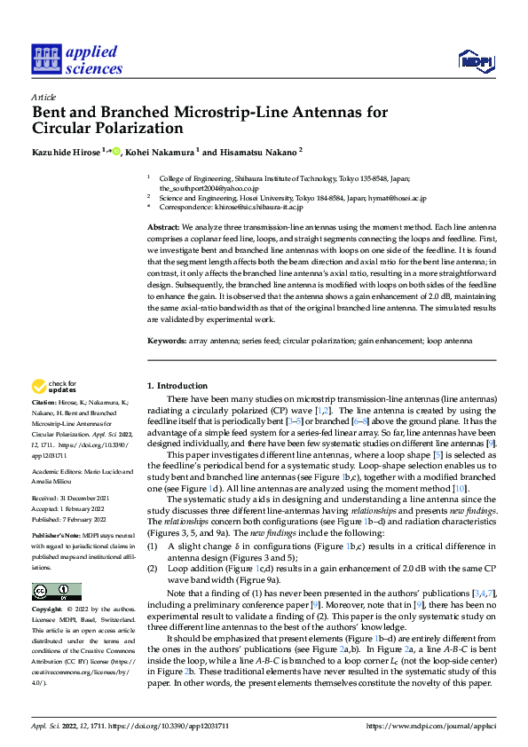 (PDF) Bent and Branched Microstrip-Line Antennas for Circular Polarization