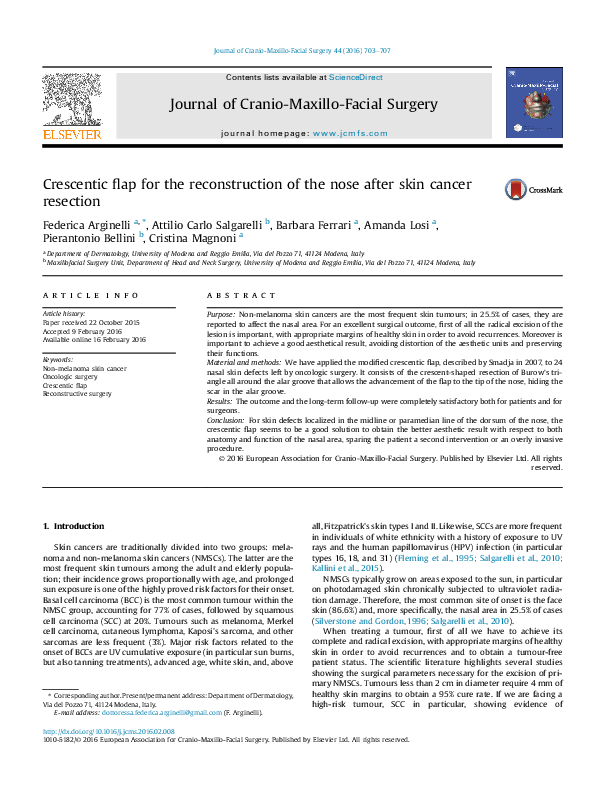(PDF) Crescentic flap for the reconstruction of the nose after skin ...