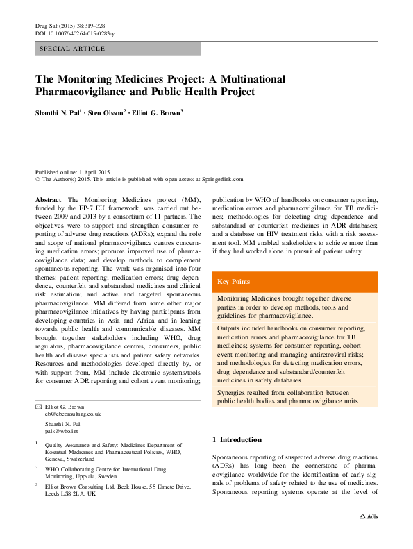 PDF The Monitoring Medicines Project A Multinational pdf-the-monitoring-medicines-project-a-multinational
