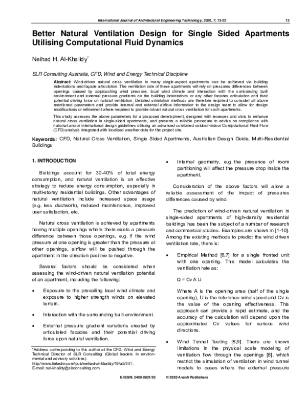 (PDF) Better Natural Ventilation Design for Single Sided Apartments ...