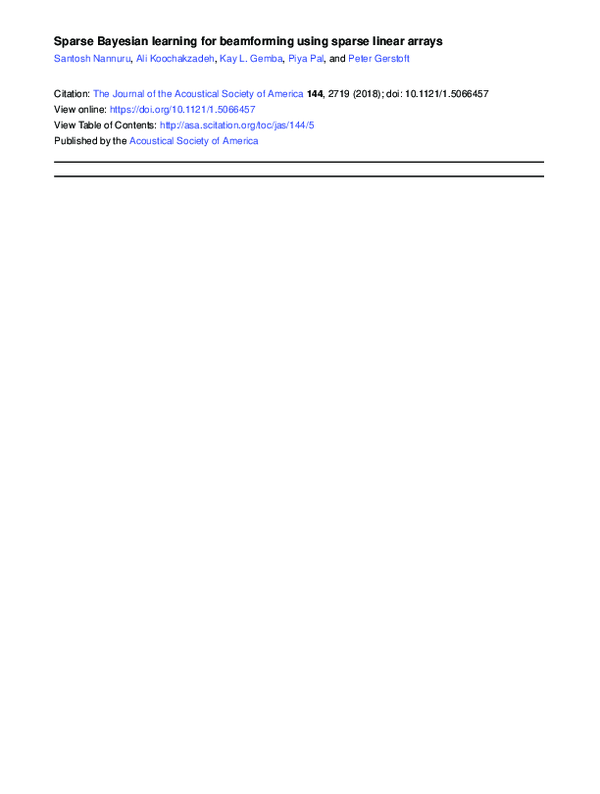 Pdf Sparse Bayesian Learning For Beamforming Using Sparse Linear Arrays