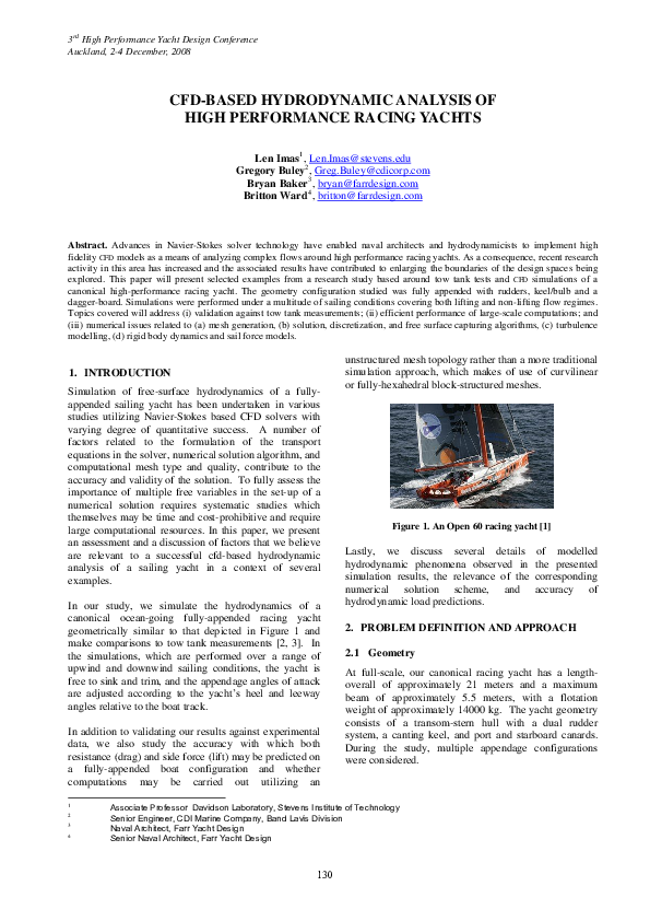 (PDF) CFD-Based Hydrodynamic Analysis of High Performance Racing Yachts