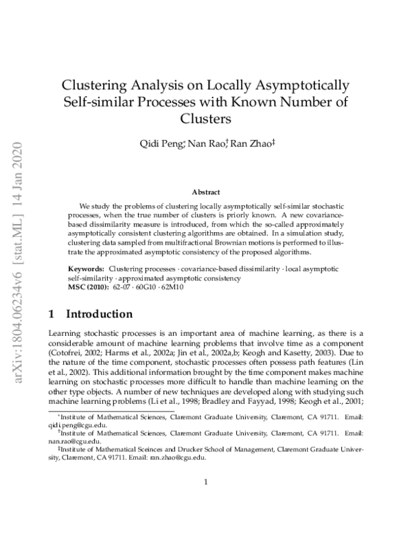 (PDF) Clustering Analysis on Locally Asymptotically Self-similar Processes