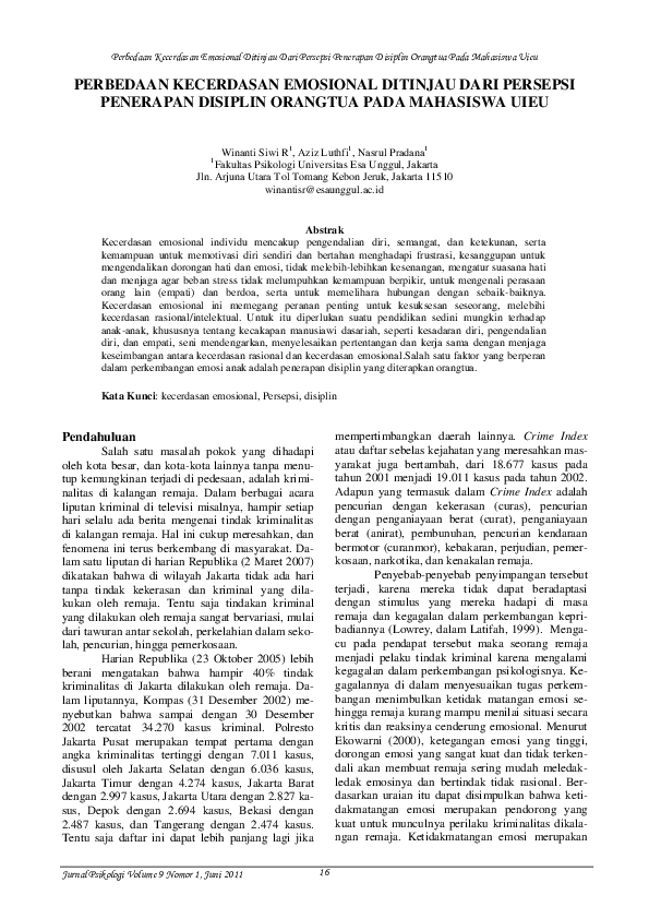 (PDF) Perbedaan Kecerdasan Emosional Ditinjau Dari Persepsi Penerapan ...