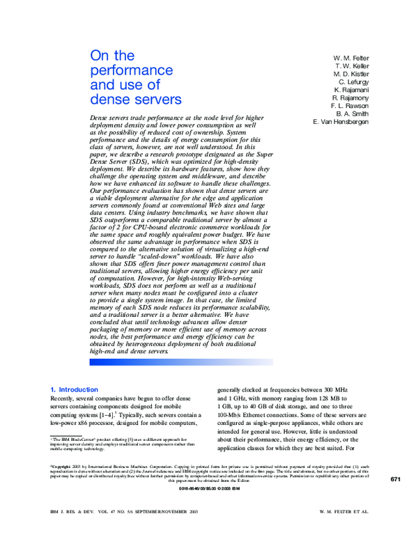 (PDF) On the performance and use of dense servers