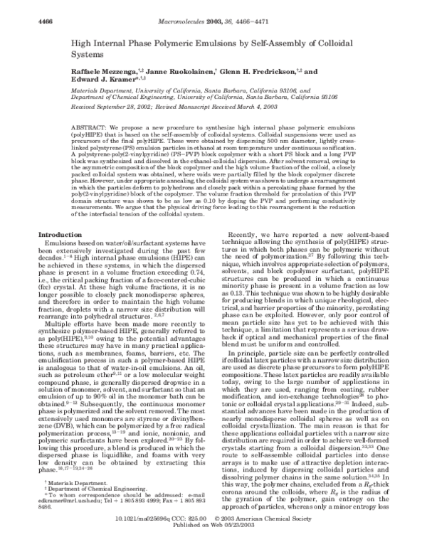 (PDF) High Internal Phase Polymeric Emulsions by Self-Assembly of ...