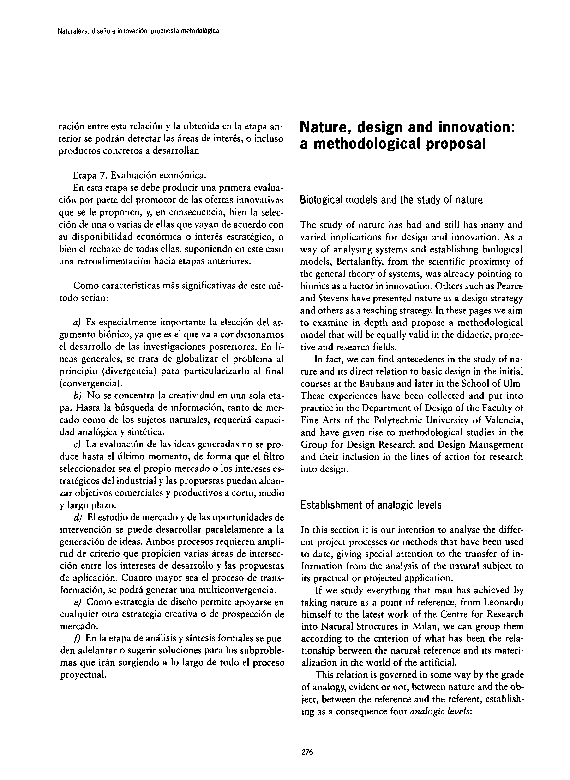 (PDF) Nature, design and innovation: a methodological proposal