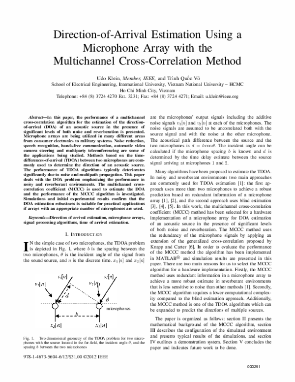(PDF) Direction-of-arrival estimation using a microphone array with the multichannel cross ...
