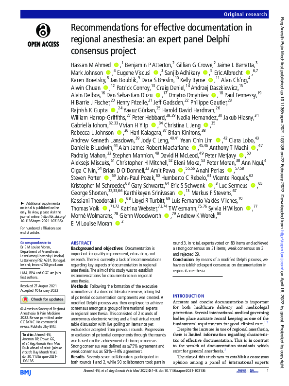 (PDF) Recommendations for effective documentation in regional ...