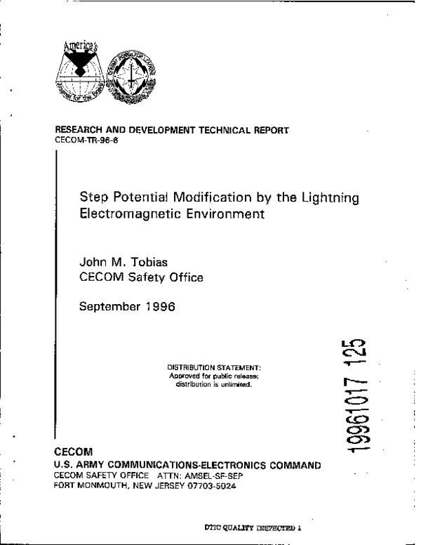 (PDF) Step Potential Modification by the Lightning Electromagnetic ...