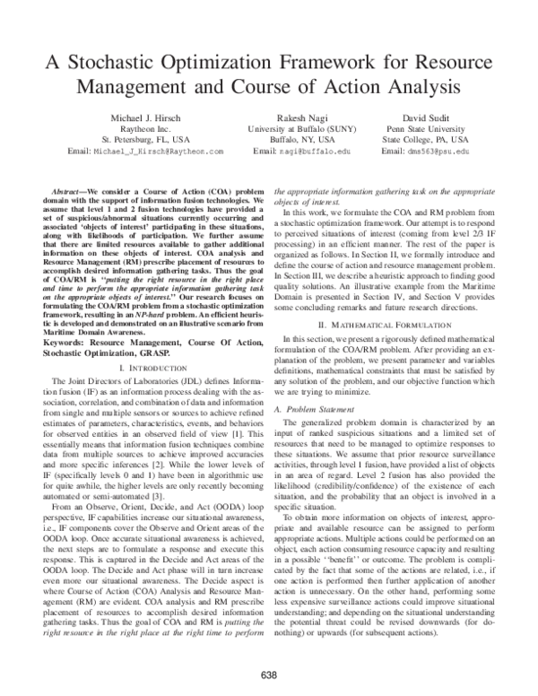 Pdf A Stochastic Optimization Framework For Resource Management And