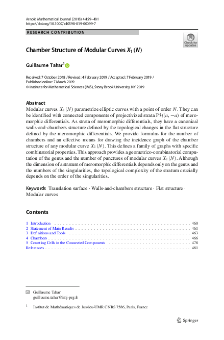 (PDF) Chamber Structure of Modular Curves