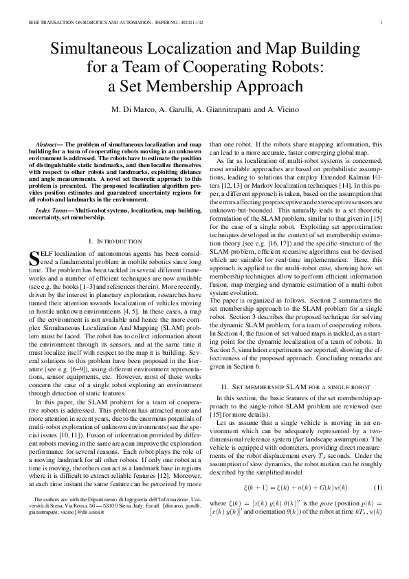 Pdf Simultaneous Localization And Map Building For Mobile Robot Navigation