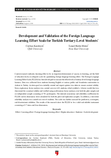 (PDF) Development and Validation of a Foreign Language Attitude Scale
