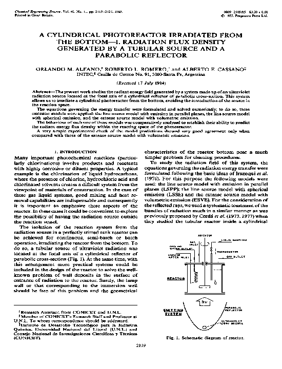 (PDF) A cylindrical photoreactor irradiated from the bottom—I ...